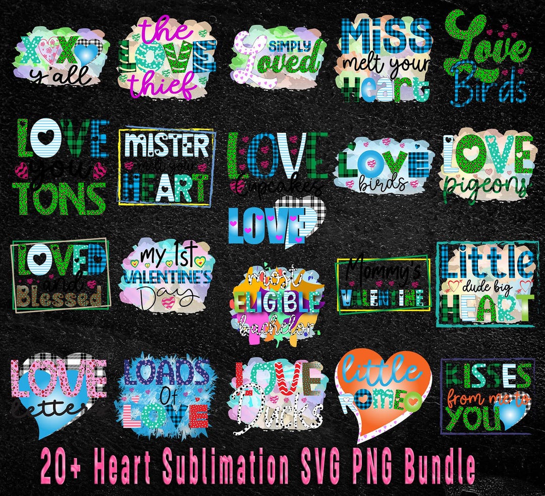 Valentine's Day Heart Sublimation Bundle Svg | Red Heart Png | Heart ...