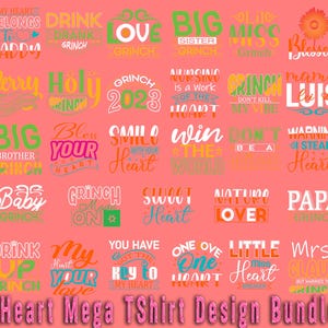 Heart Mega Tshirt Design Svg, Heart Bundle Png, Hand Drawn Heart Svg ...