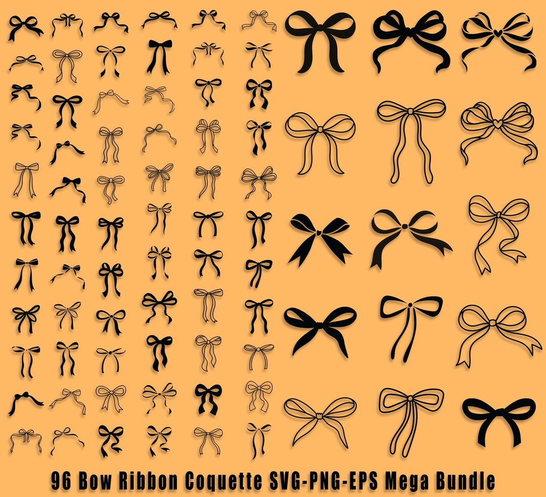 Mega Pretty Ribbon Coquette Bow Svg Png Bundle, Ribbon Bow Svg, Ribbon ...