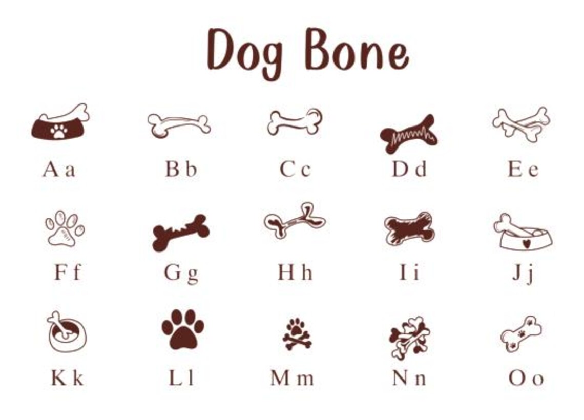 Dog Bone Font, Dog Bone Clipart Font, Silhouette Font, Cut Files for ...