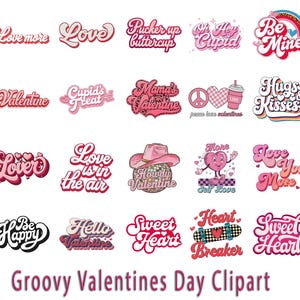 Groovy Valentine's Day Digital Stickers SVG PNG Bundle, Retro ...