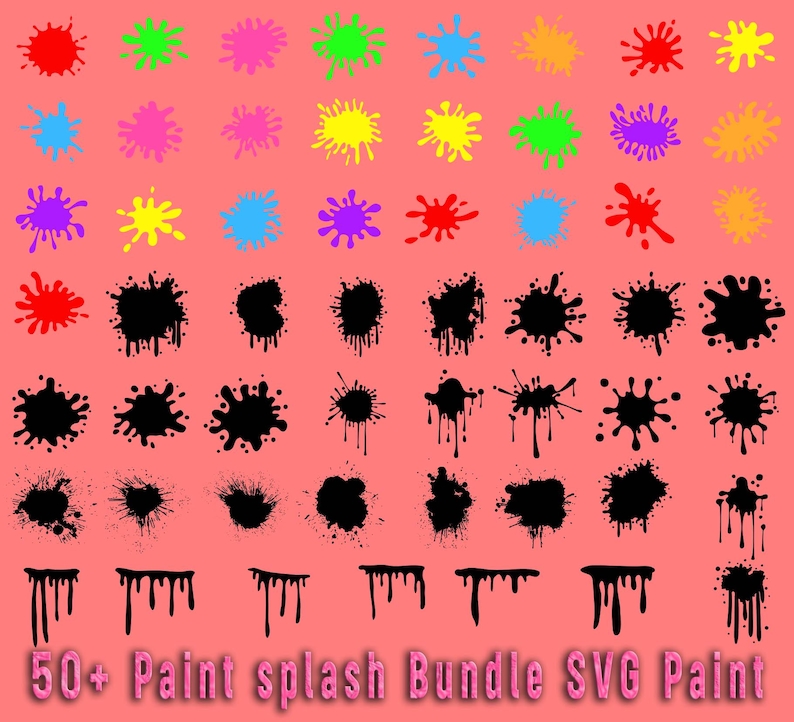 Paint Splatter SVG Bundle, Paint Splats Svg Files, Paint Svg, Ink ...