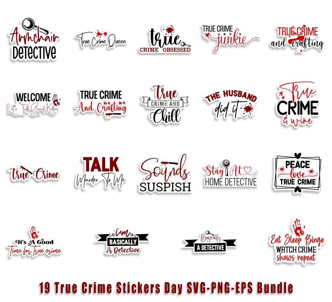 True Crime Stickers: PG Printable Decals (digital Download) - Etsy