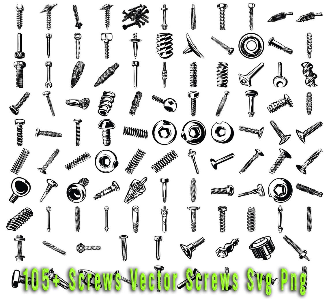 Screw Set Svg, Bolts and Screws Svg, Screw Silhouette, Screw Cut File ...