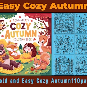 Bold Easy Autumn Coloring Pages Set One 110 Pages Cozy Adorable Creepy ...