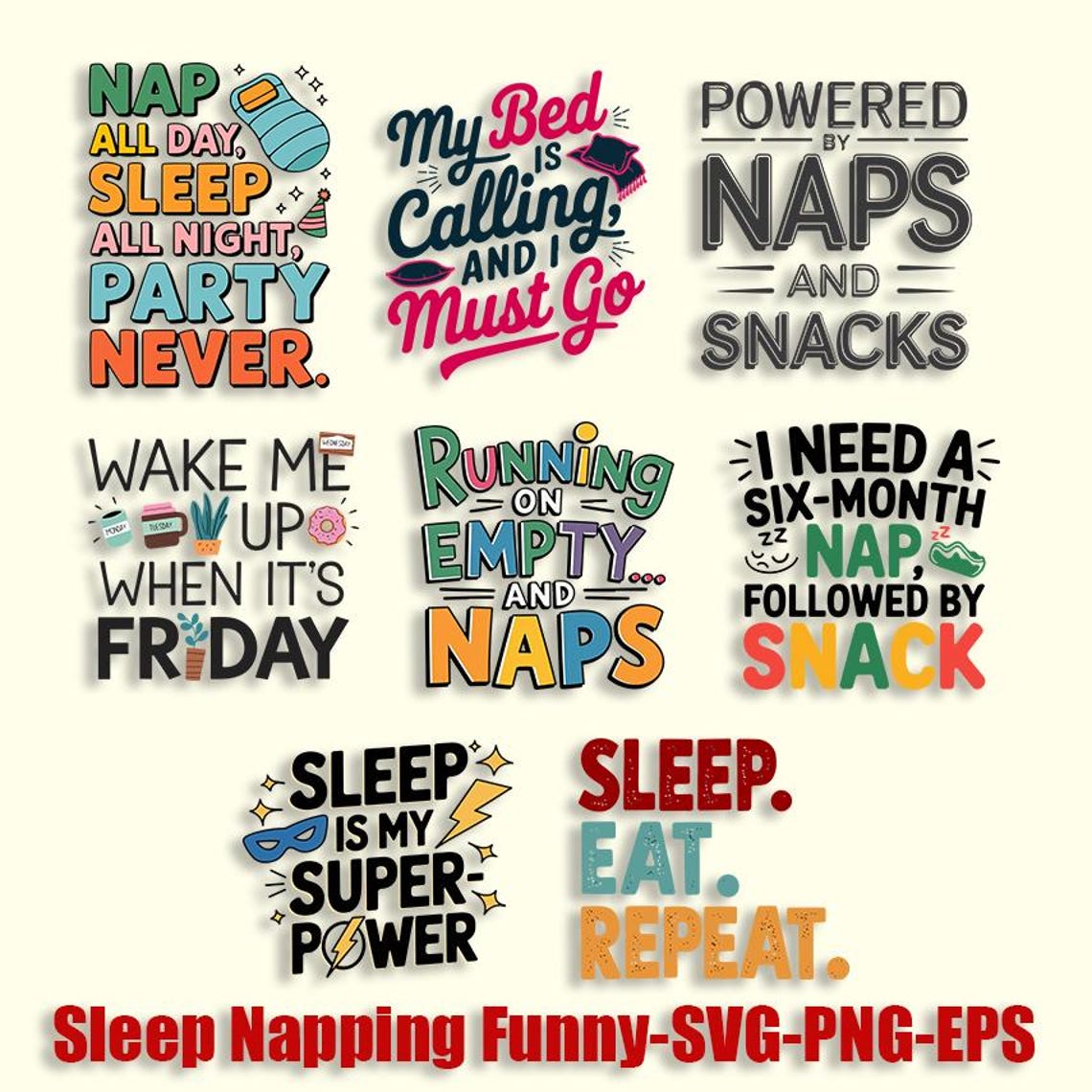 Funny Sleep Napping SVG Bundle: Sarcastic Quotes (digital Files) - Etsy
