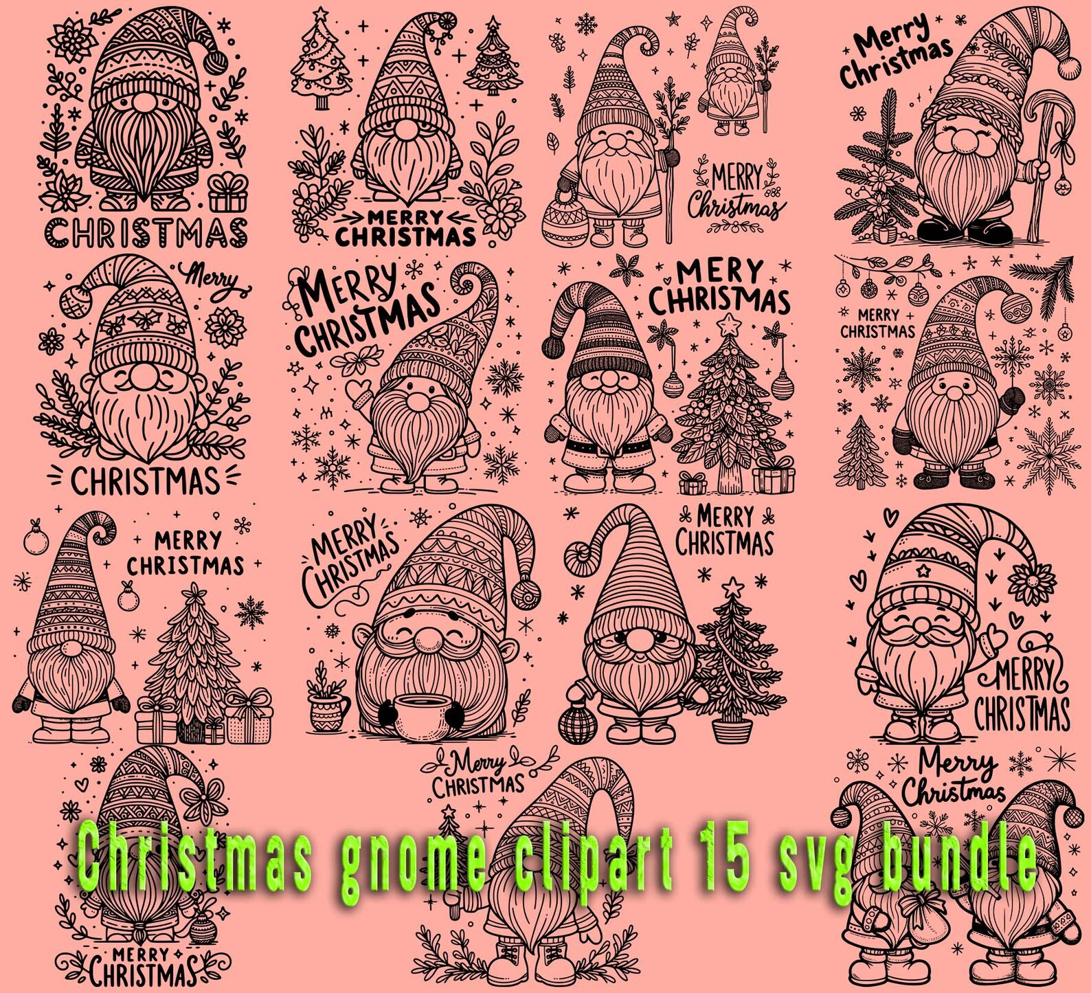 Christmas Gnomes Clipart SVG Bundle: Holiday Gnomies (digital Download ...