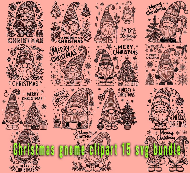 Christmas Gnomes Clipart Svg Bundle Gnomes Svg Gnome Clipart Cute ...