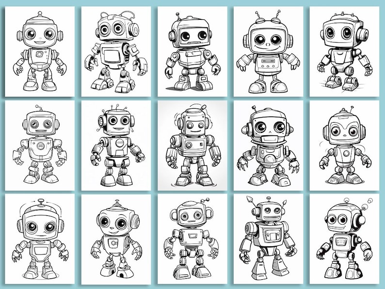 Robot Coloring Pages, Robt SVG, Robot Coloring Book, Robot Drawing ...