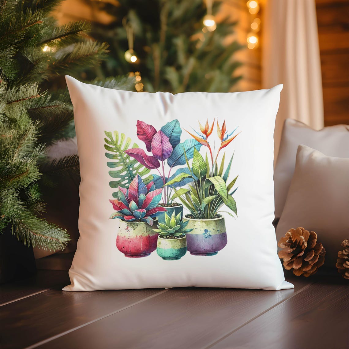 Watercolor Potted Plants Clipart: Greenery PNG Bundle (digital Download ...