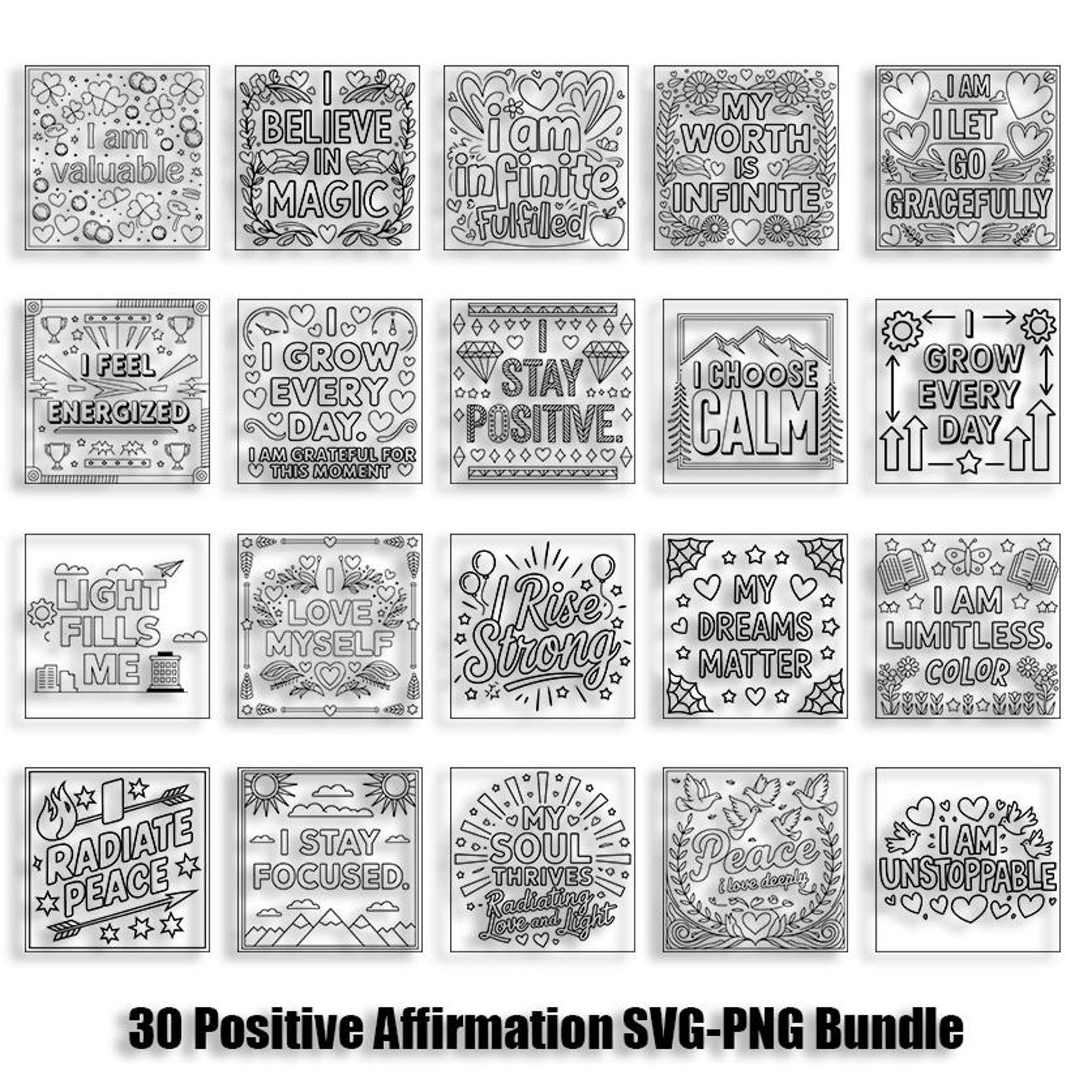 Motivational Quotes Coloring Pages: Positive Affirmations (digital ...