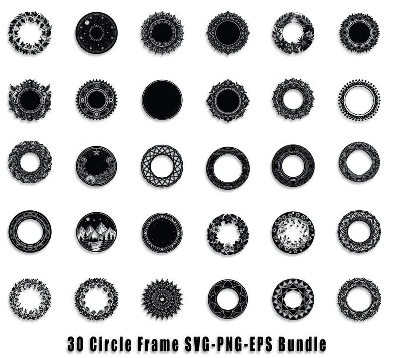 Circle Frame SVG, Cirlce SVG, Double Circle Frame SVG, Round Frame Svg ...