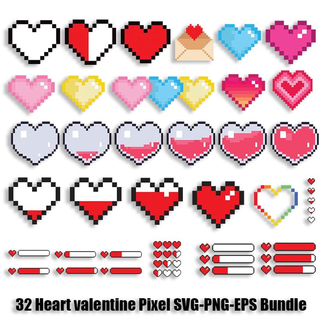 Pixel Health Hearts SVG Files, Life Pixel Heart SVG, Health Bar SVG ...