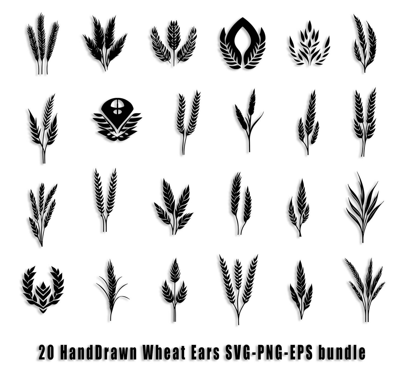 Wheat Stems SVG Bundle: Silhouette, Clipart, Decal (digital Download ...