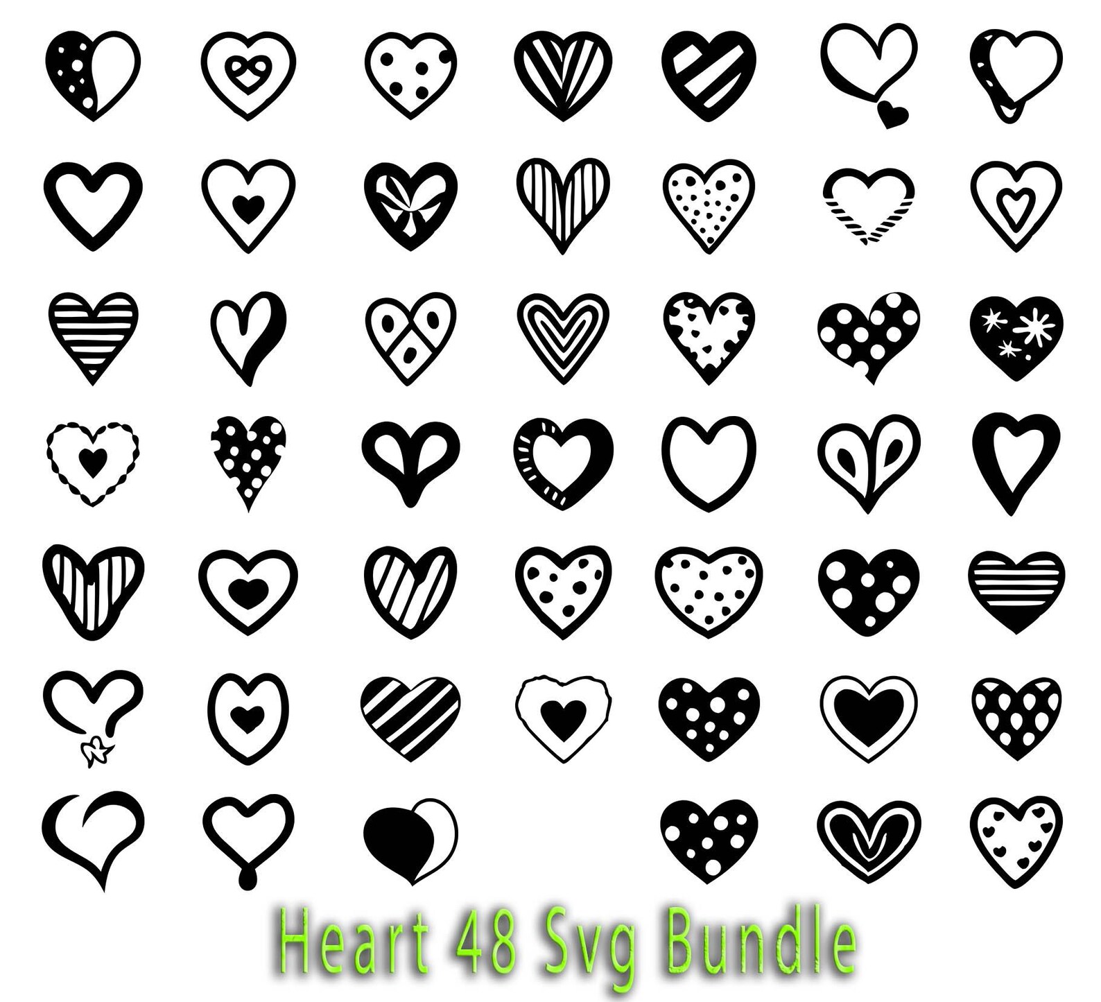 HEART Bundel SVG, HEART Doodle Svg, Heart Svg Cut Files for Cricut ...