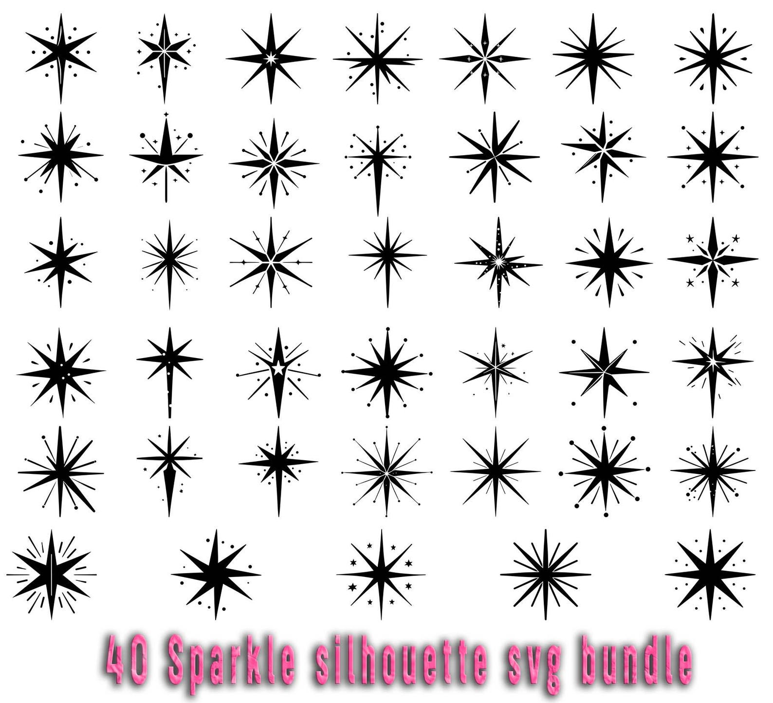 Sparkle Stars SVG Bundle: 40 Designs, Cut Files (digital Download) - Etsy