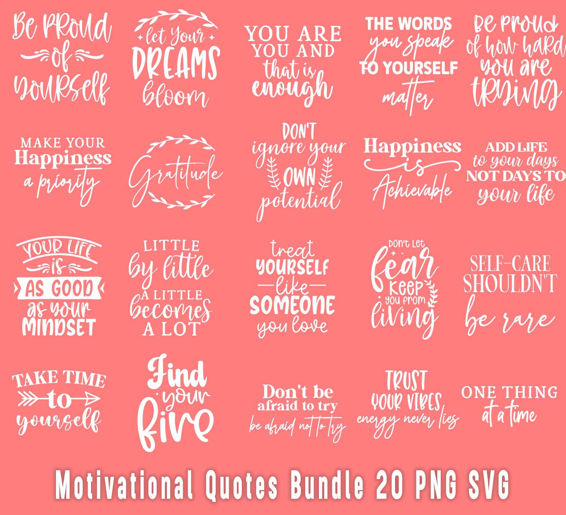Motivational Quote SVG Bundle: Positive Affirmations (20 Cut Files) - Etsy