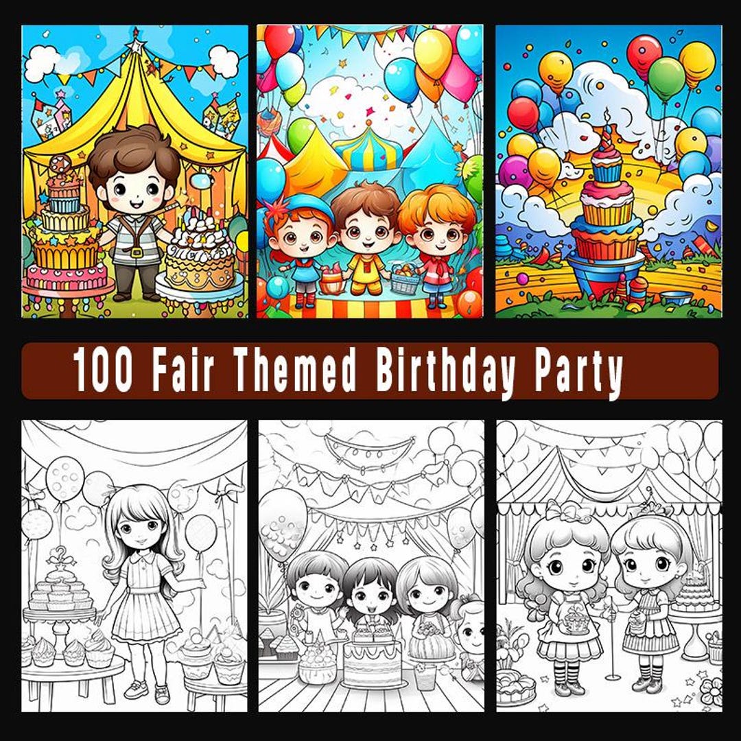 Fair Themed Birthday Party Coloring Page Placemat DIGITAL | Party ...