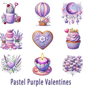 Pastel Purple Valentines SVG Bundle: Heart Doodle Cut Files (digital ...