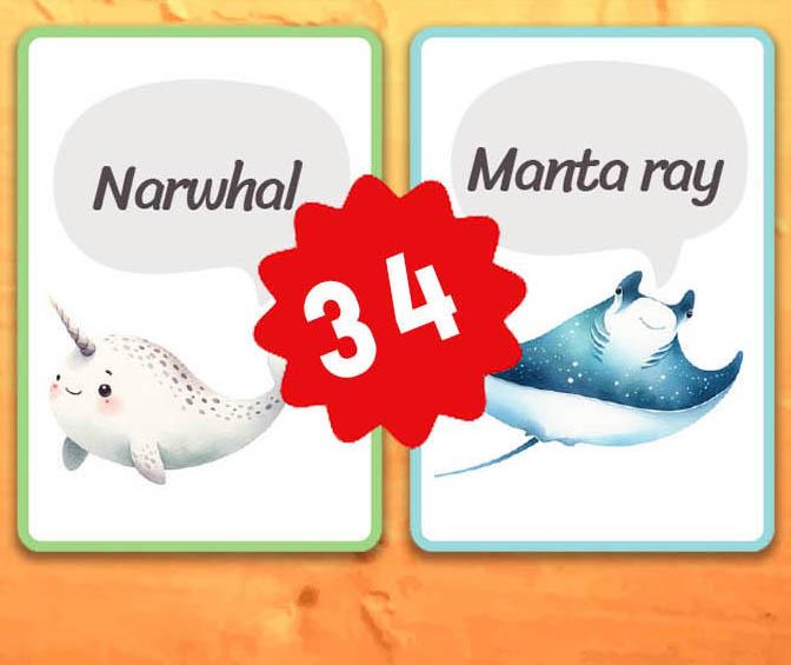 Ocean Animal Flash Cards: Montessori Learning (PDF Printable) - Etsy