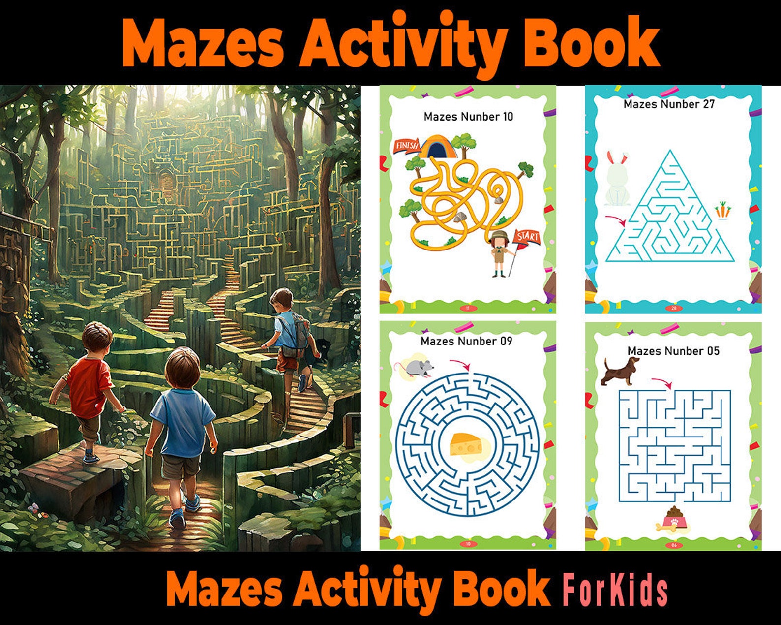 Fun and Challenging Mazes for Kids, 55 Maze Printable Coloring Pages ...
