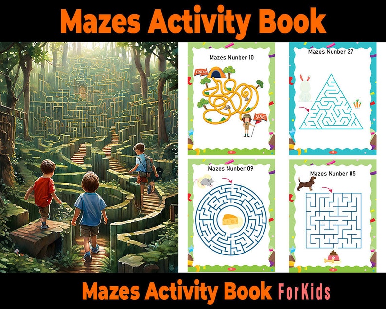 Maze Coloring Book: 55 Printable Kids Activity Pages (PDF) - Etsy