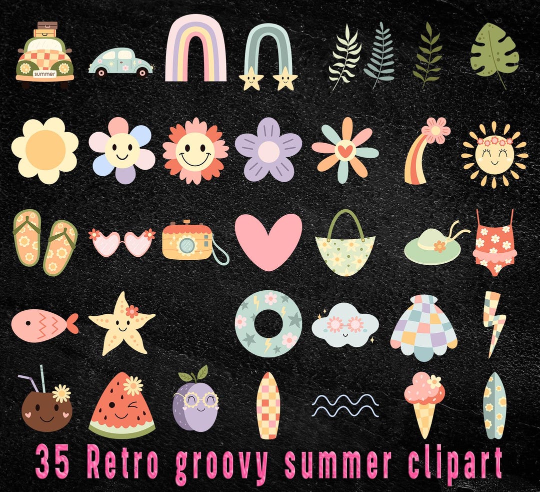 Retro Groovy Summer PNG Sublimation Bundle Groovy Summer Vacation ...