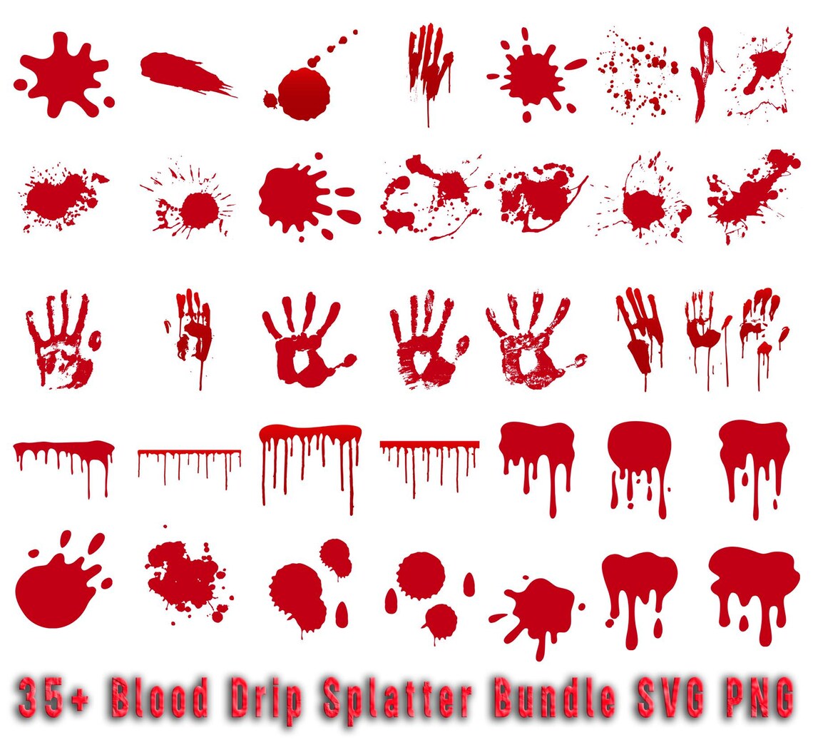 Blood Drip SVG Bundle, Halloween Splatter Clipart (PNG, EPS) - Etsy