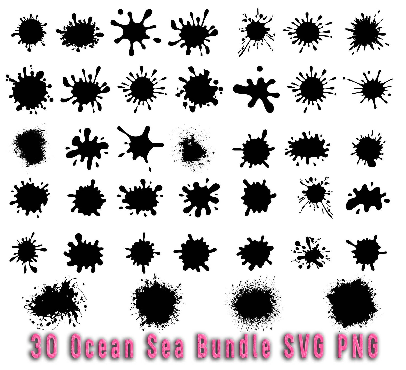 Paint Splatter SVG Bundle, Paint Splatter PNG Bundle, Ink Splatter Svg ...