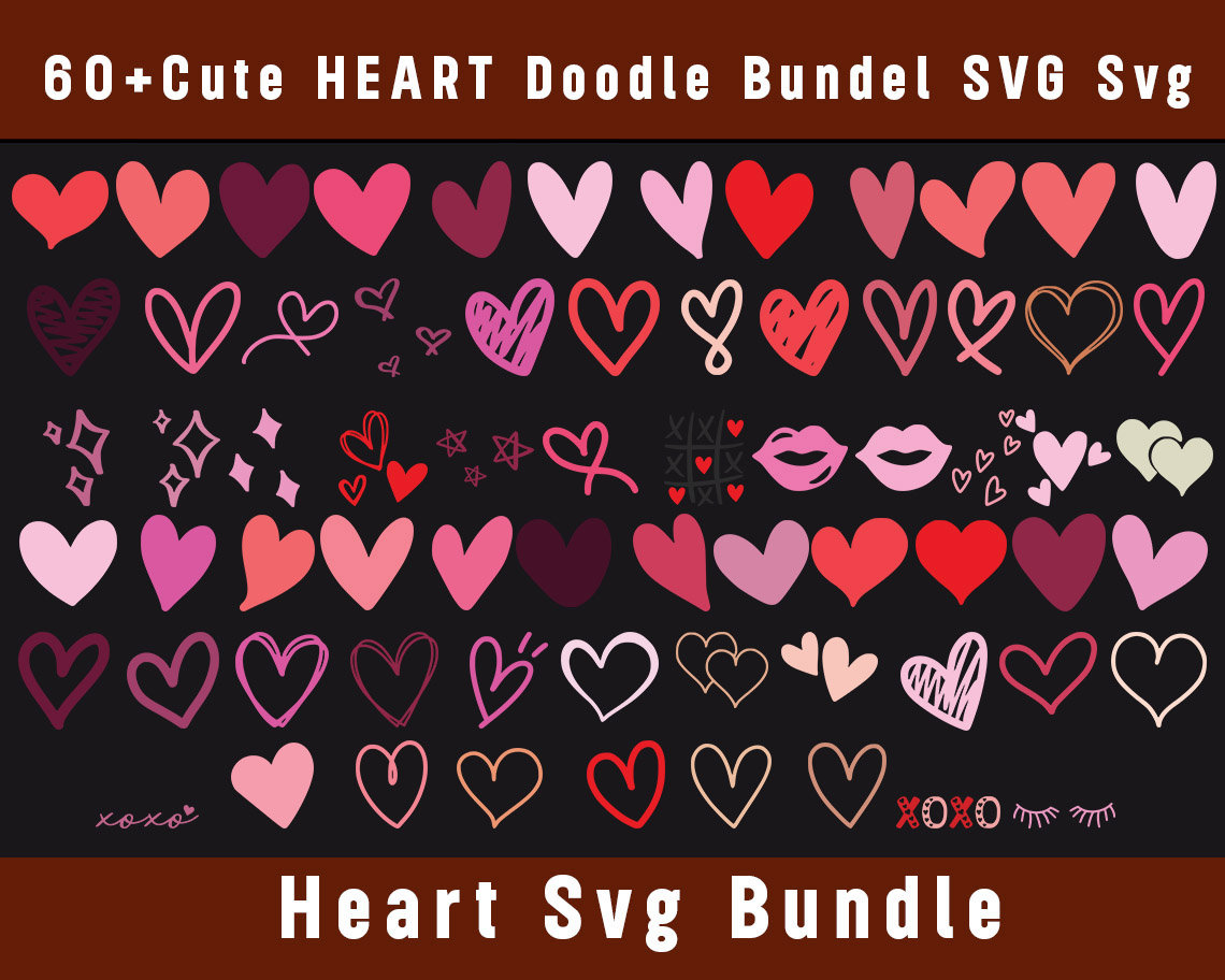 HEART Bundel SVG , HEART Doodle Svg, Hand Drawn Heart Svg,heart Svg Cut ...