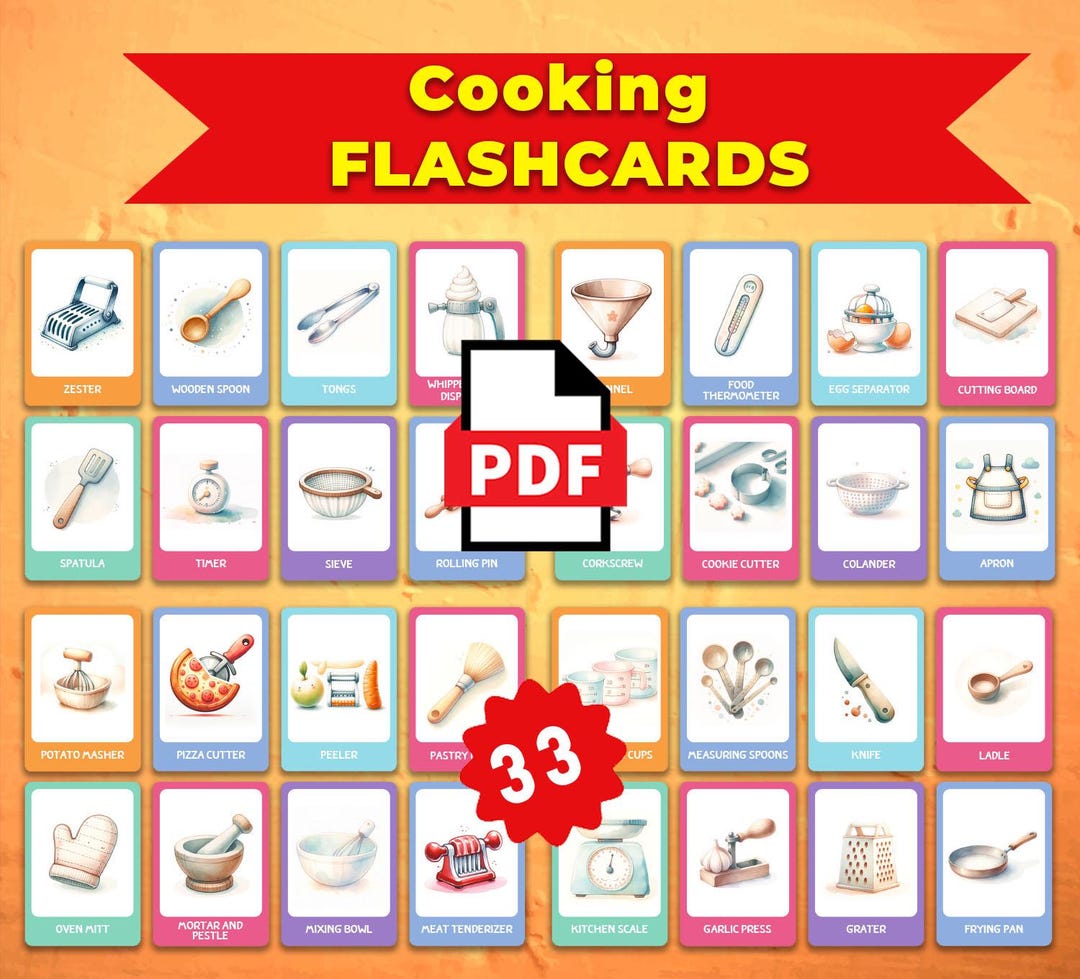 Cooking Flash Cards: Montessori Nomenclature Cards (PDF Printable) - Etsy