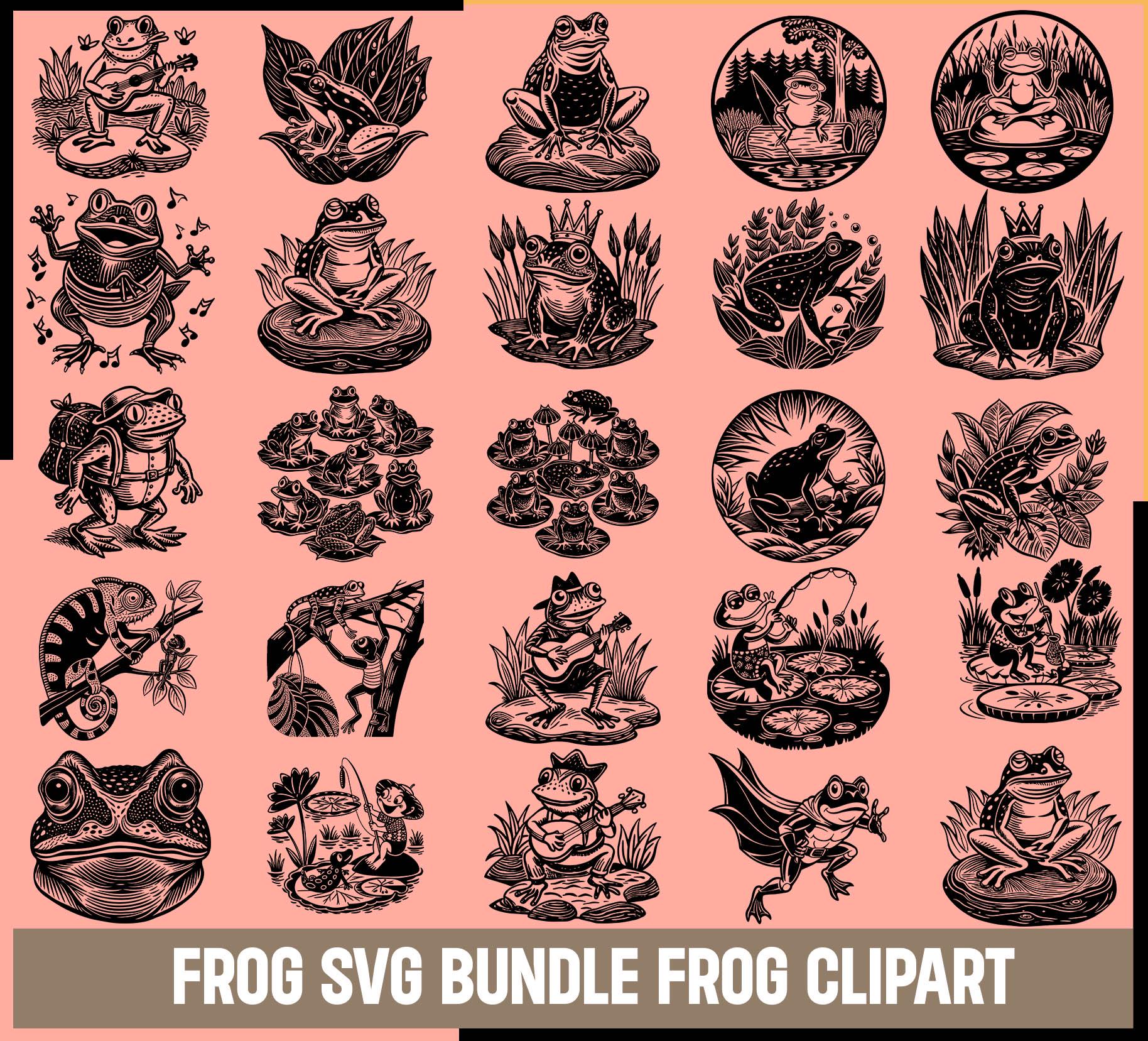 FROG Clipart- SVG Png Bundle, Floral Frog Svg, Cute Frog Svg Funny Frog ...