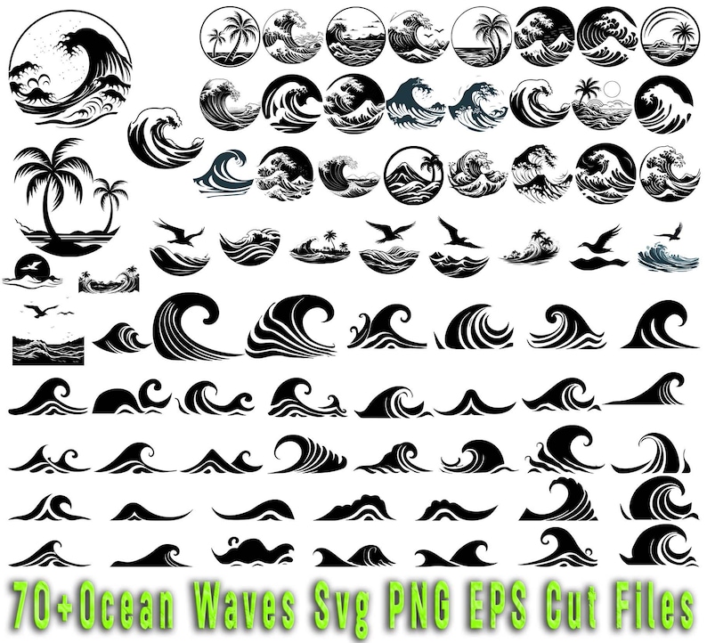 Tropical Ocean Waves SVG Bundle: Silhouette Cut Files (70+) - Etsy