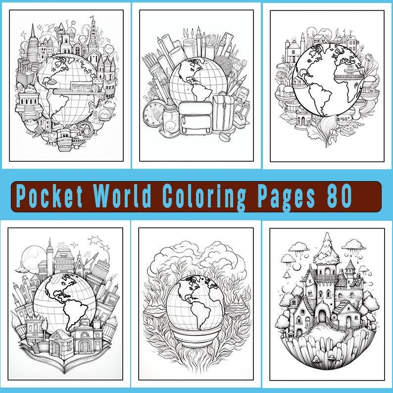 Pocket World: Miniature Worlds Globel Coloring Book 100 Page - Etsy