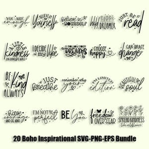 Inspirational Quotes SVG Bundle: Boho Designs (digital Download) - Etsy