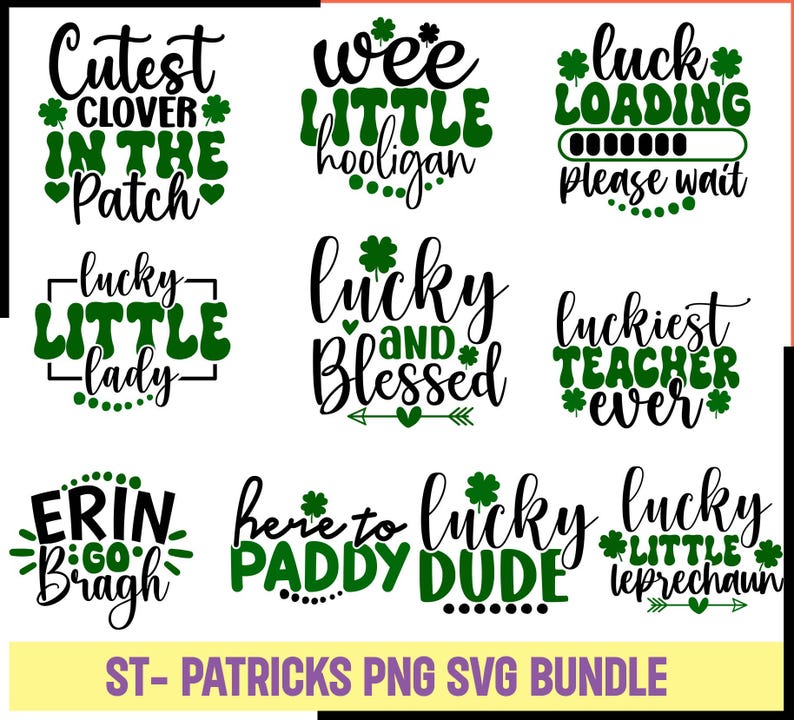 St. Patrick's Day SVG Bundle: Gnome, Rainbow, Shamrock Quotes (digital ...