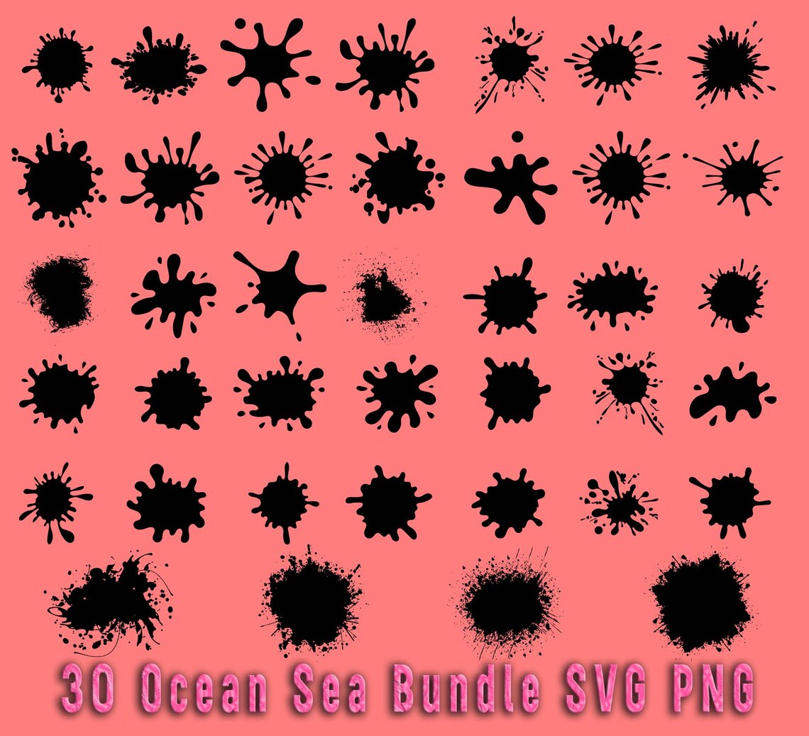 Paint Splatter SVG Bundle, Paint Splatter PNG Bundle, Ink Splatter Svg ...