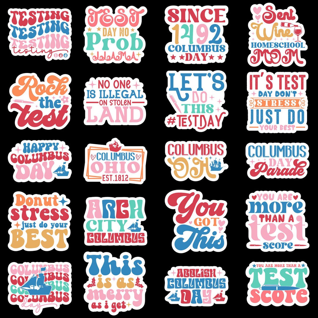 Columbus Day Stickers Bundle: Positive Affirmations, T-shirt Design ...