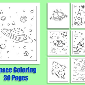 Space Coloring Book: 30 Astronaut, Rocket & Planet Pages (PDF) - Etsy