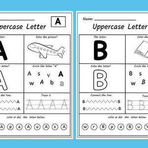 Alphabet Worksheets Printable Tracing Coloring Homeschool Teacher Kids ...