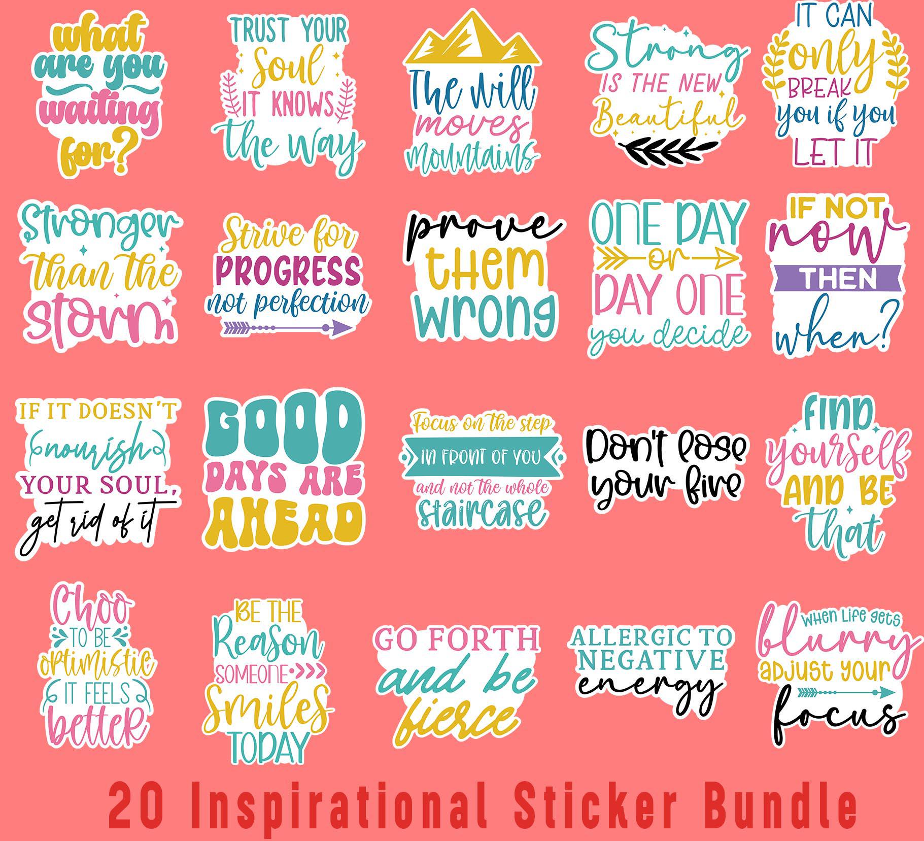 Inspirational Quotes Sticker Png Svg Bundle, Inspirational Quotes ...