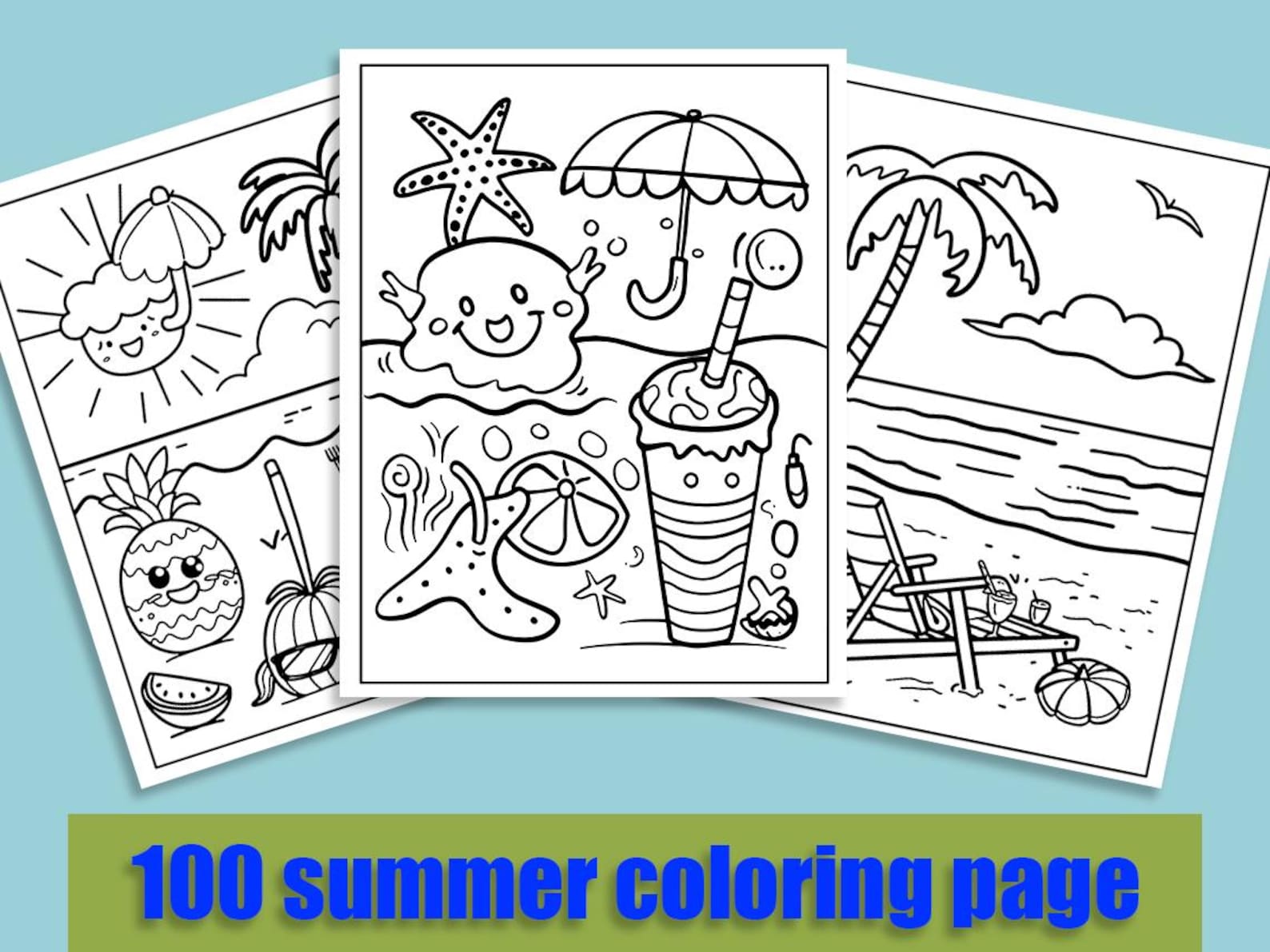 Summer Coloring Page, Pool Party Activity, Kids Coloring Pages, Beach ...