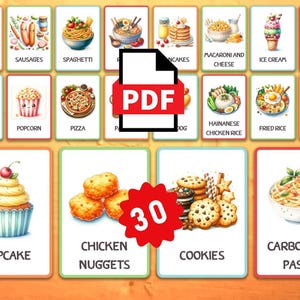 Tasty Food Cards • Montessori Cards Flash Cards Nomenclature Flashcards ...