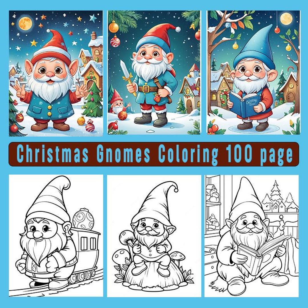 Kids Christmas Gnomes Coloring Pages, Christmas Activity, Printable ...