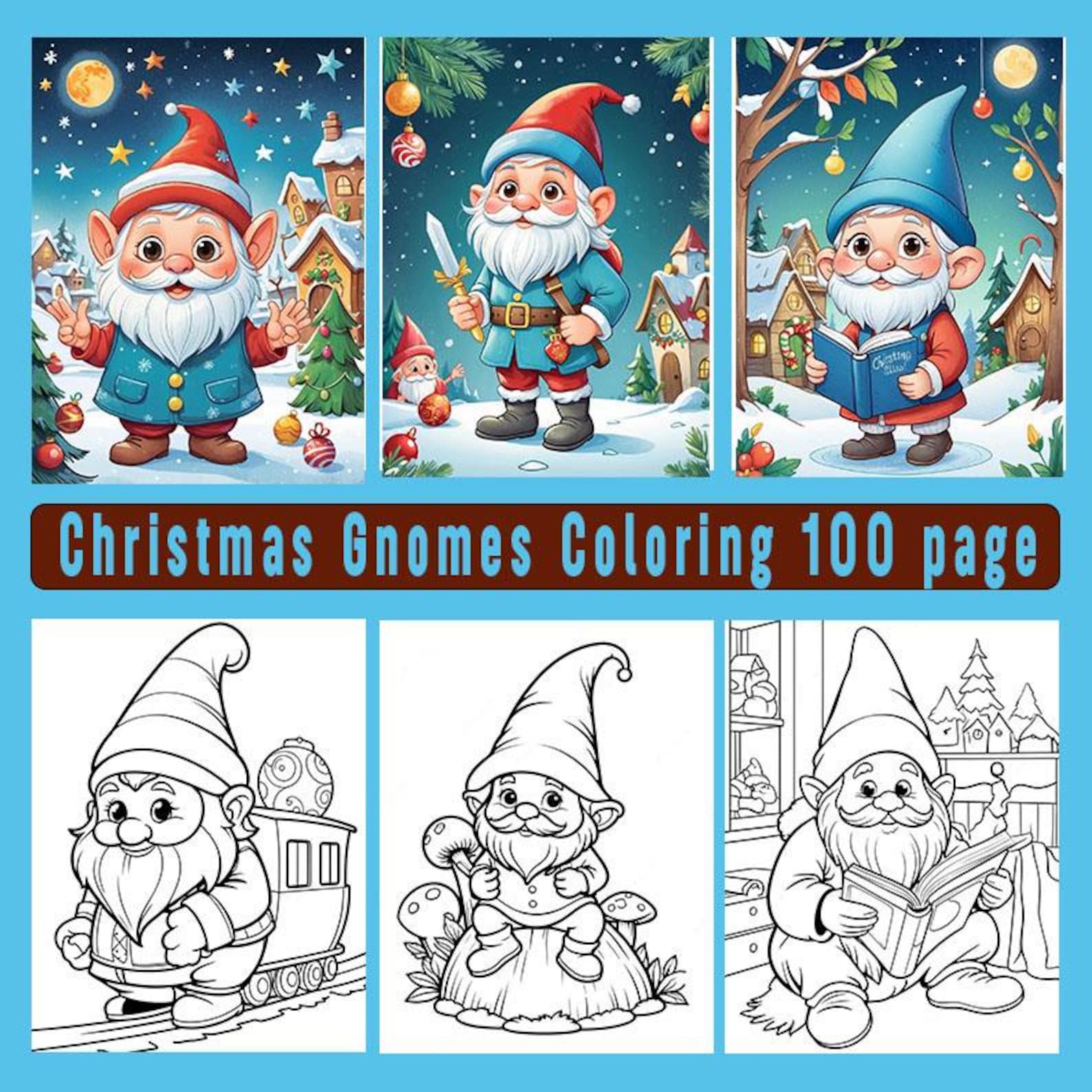 Kids Christmas Gnomes Coloring Pages, Christmas Activity, Printable ...
