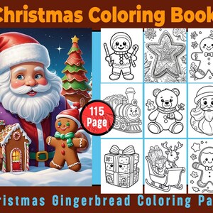 Kids Christmas Gingerbrea Coloring Pages, Christmas Activity, 15 ...