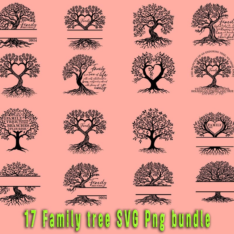 Tree With Initials Svg - Etsy