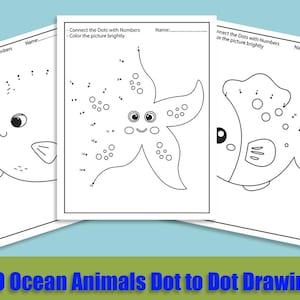 Sea Animal Dot to Dot Drawing, Sea Animal Coloring Page, Under the Sea ...
