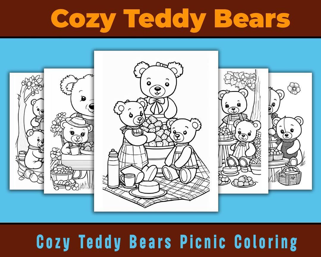 Cozy Teddy Bears:teddy Bears Picnic Coloring Pages Super Cute Animal ...
