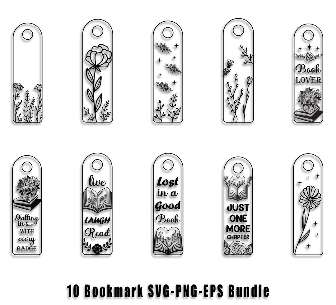 Bookmark SVG Bundle: Retro Book Quotes, Reading Designs (digital ...